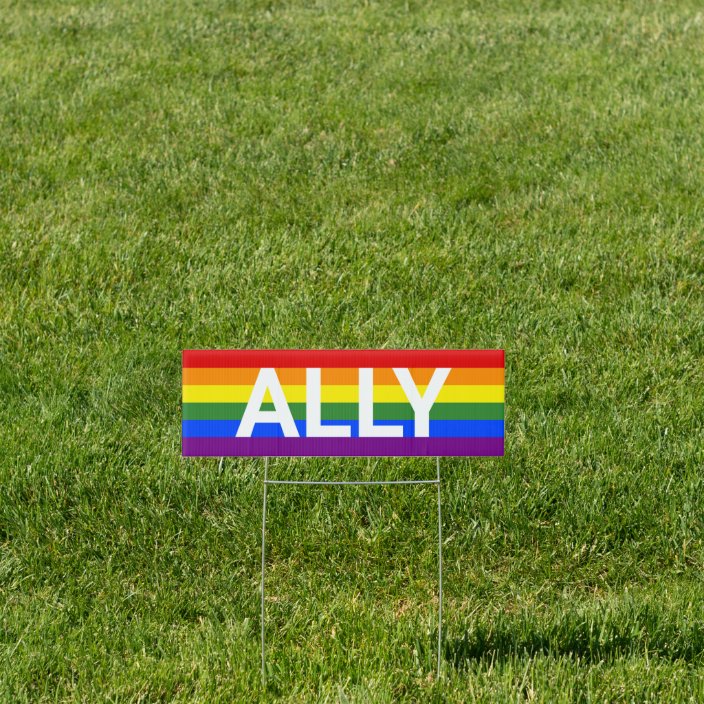 Ally Rainbow Striped Pride Flag Yard Sign | Zazzle.com