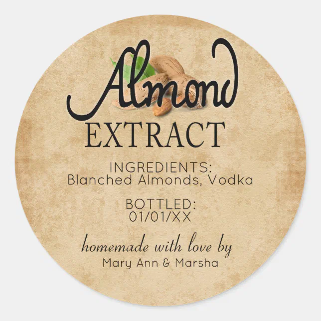 Almond Extract Label Sticker | Zazzle