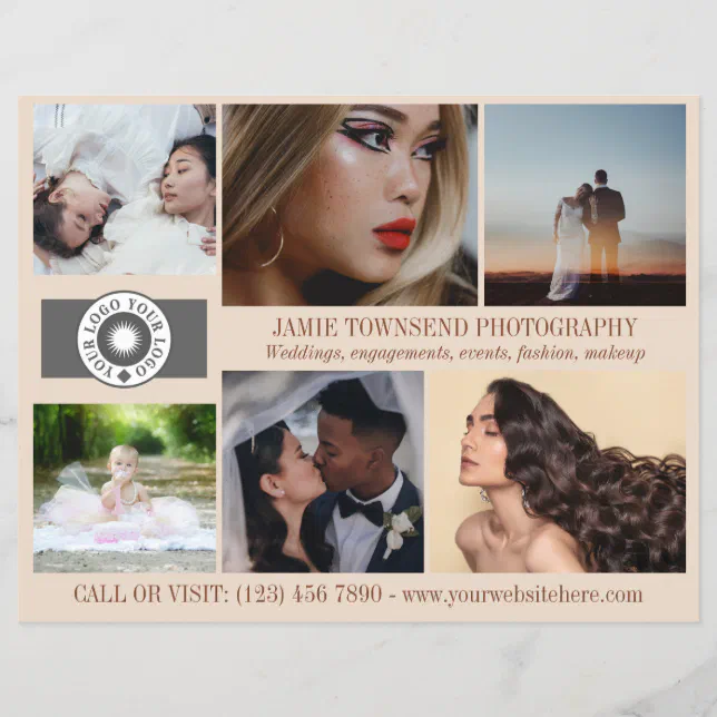 Almond Photo Collage QR Logo Photography Business Flyer | Zazzle