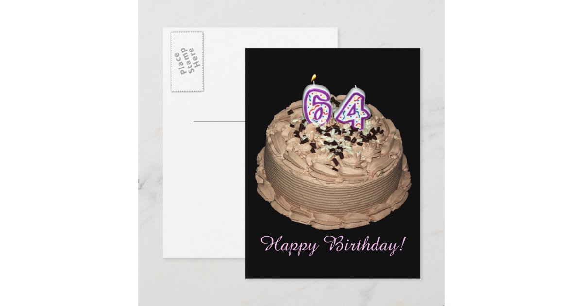 Almost 64... Happy 64th Birthday Cake Photography Postcard | Zazzle