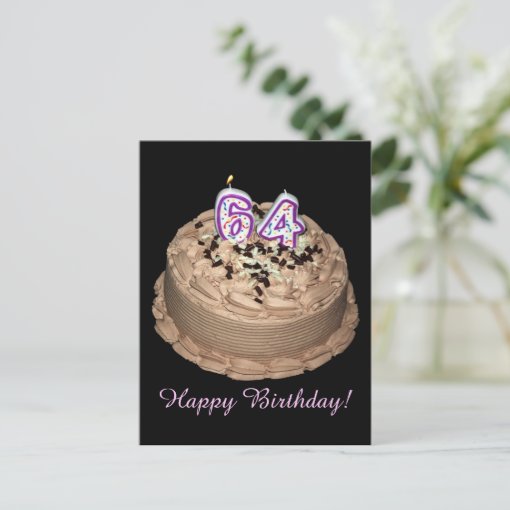 Almost 64... Happy 64th Birthday Cake Photography Postcard | Zazzle
