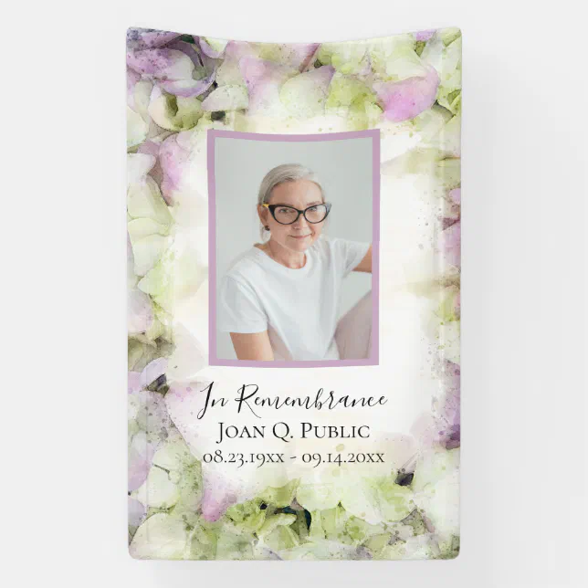 Almost Pink Hydrangea Flower Funeral Memorial Banner | Zazzle