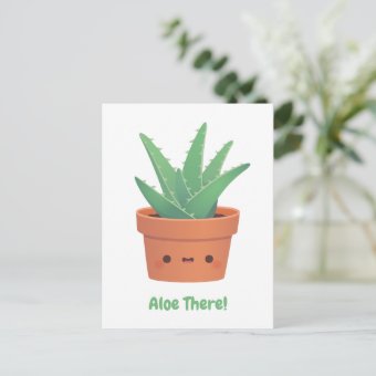 Aloe There, Aloe Vera Plant Greeting Postcard | Zazzle