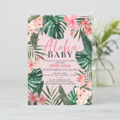 Aloha Baby Pink Tropical Floral Girl Baby Shower Invitation | Zazzle