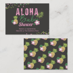 Aloha Baby Pink Tropical Girl Baby Shower Registry Enclosure Card | Zazzle