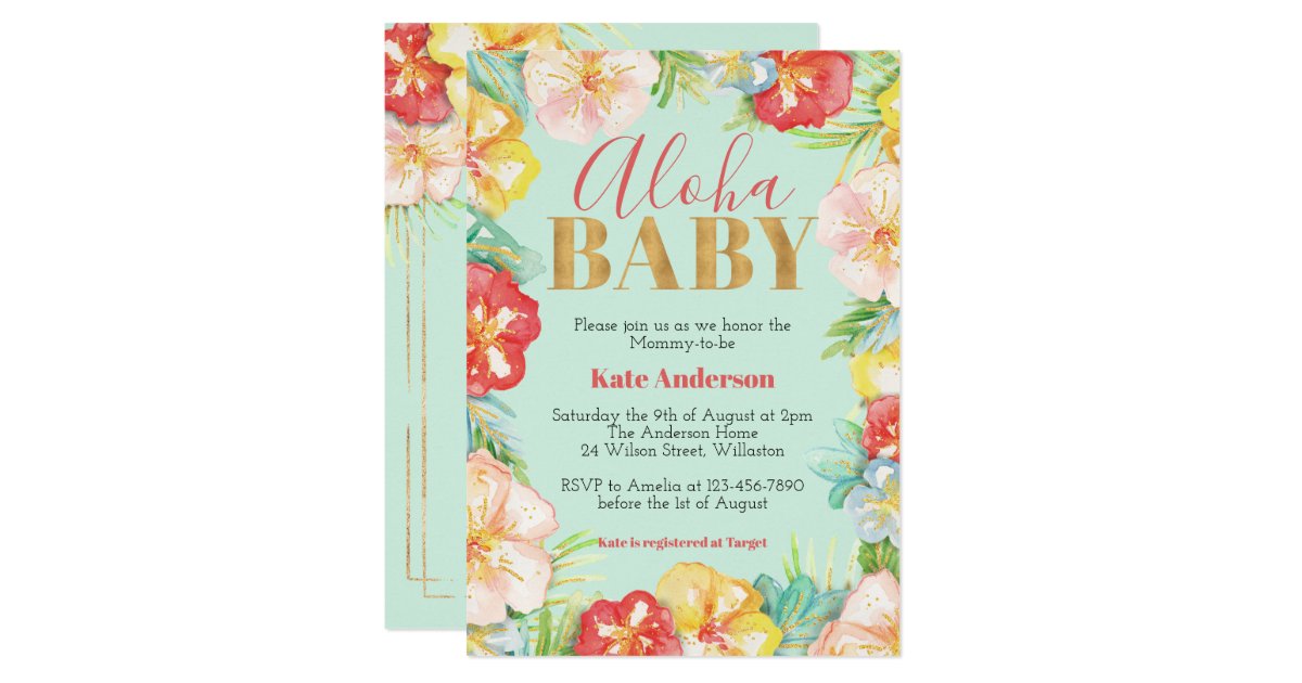 Aloha Baby Tropical Baby Shower Invitation | Zazzle.com