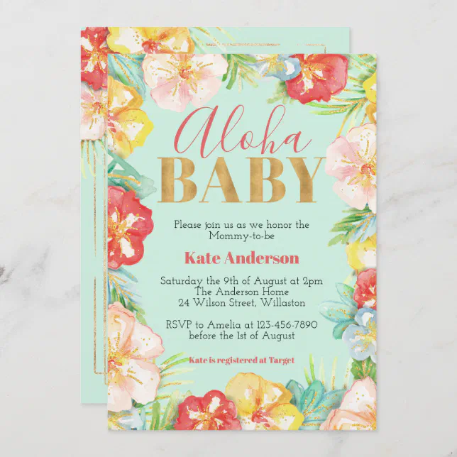 Aloha Baby Tropical Baby Shower Invitation | Zazzle