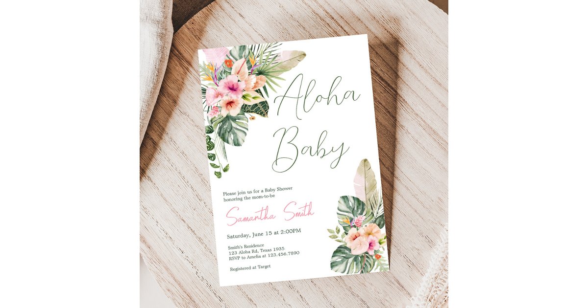 Aloha Baby Tropical Baby Shower Invitation | Zazzle