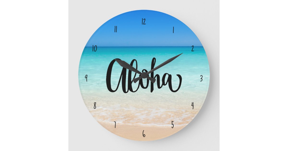 Aloha Beach Hawaiian Island Large Clock | Zazzle