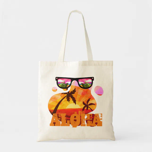 ALOHA beautiful sunset beach vintage Tote Bag | Zazzle