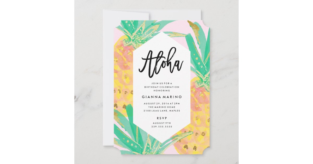 Aloha Birthday Invitation | Zazzle
