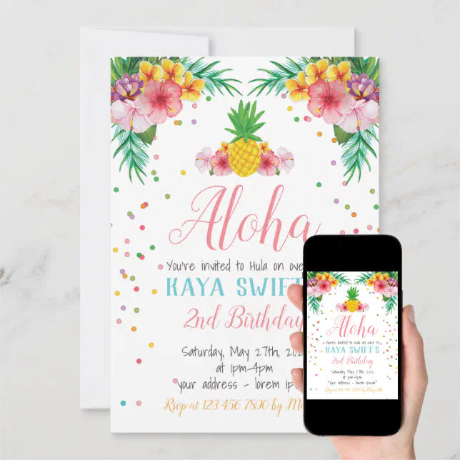 Aloha Birthday Invitation | Zazzle