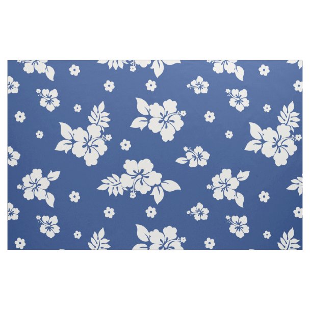 Blue Floral Hawaiian Fabric | Zazzle