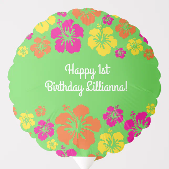 Aloha Cute Hawaiian 1st Birthday Party Theme Balloon | Zazzle
