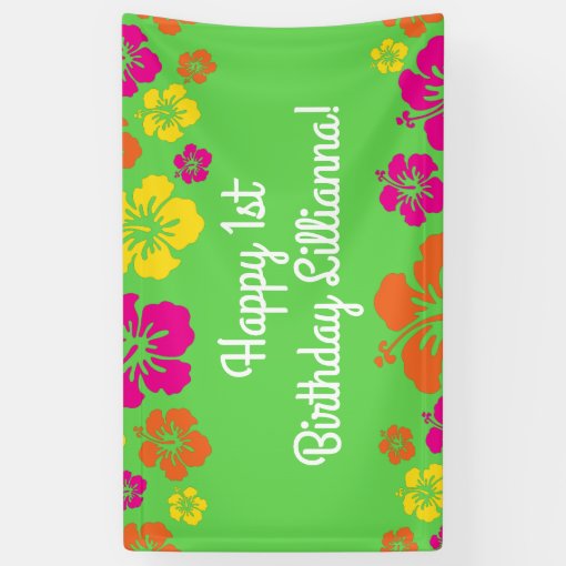 Aloha Cute Hawaiian 1st Birthday Party Theme Banner | Zazzle