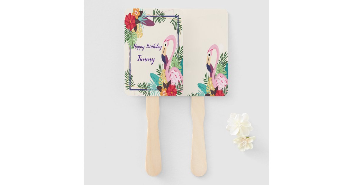 Aloha Flamingo Tropical Hand Fan | Zazzle
