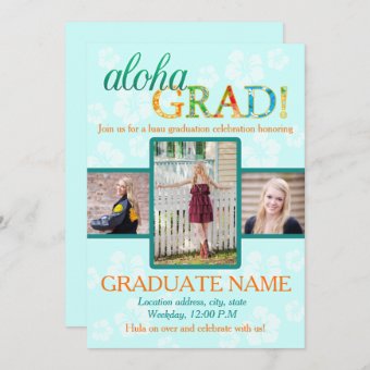 Aloha GRAD Graduation party invitation | Zazzle