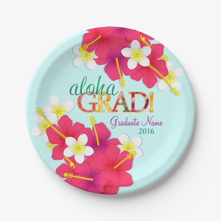 Aloha Grad Hawaiian Luau Plates | Zazzle