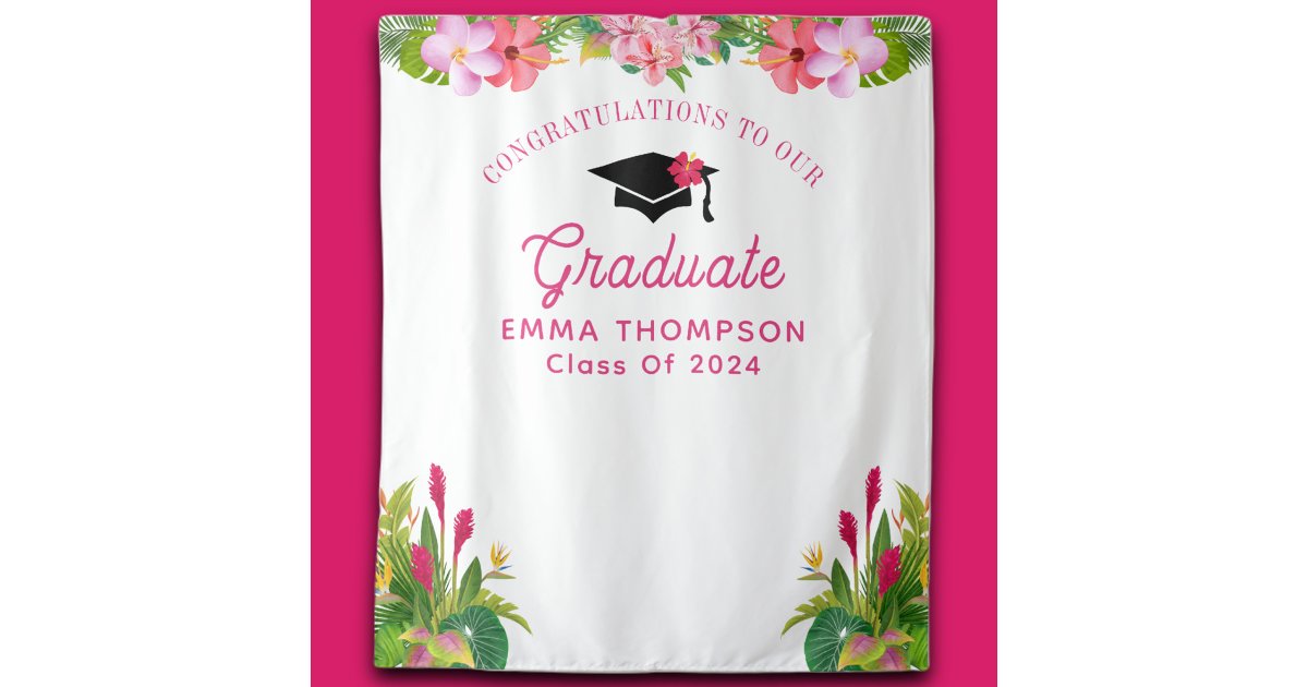 Aloha Graduation Luau Class Of 2024 Backdrop | Zazzle