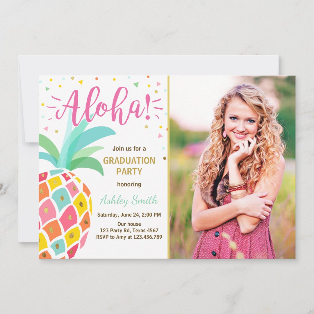 Aloha Graduation Party Invitation Pineapple hawaii | Zazzle