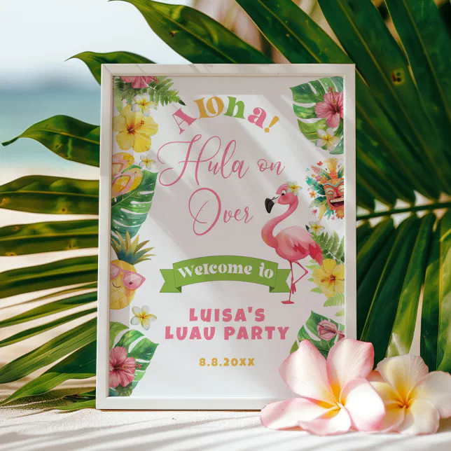 Aloha Hawaii birthday party welcome Poster | Zazzle