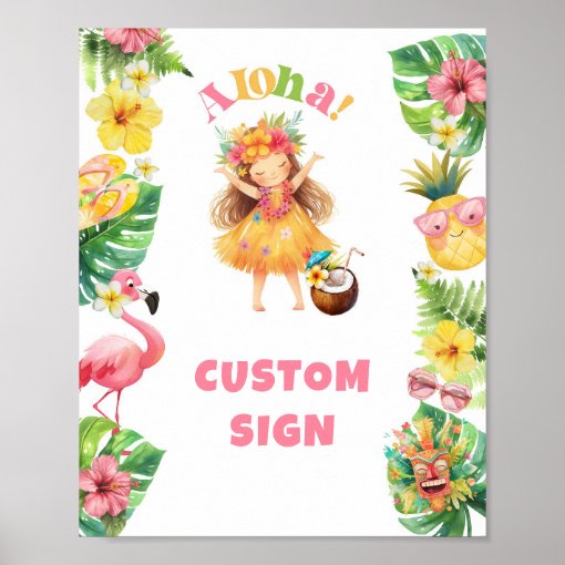 Aloha hawaii luau Birthday party Custom Poster | Zazzle