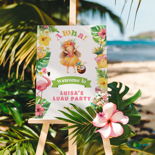 Aloha Hawaii Luau birthday party welcome Foam Board | Zazzle