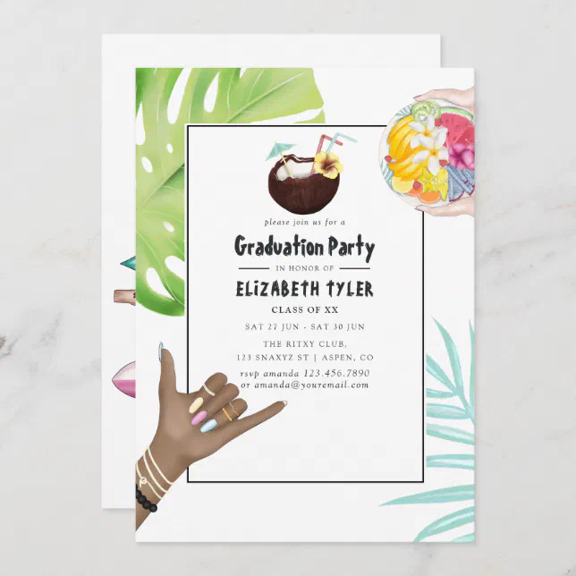 Aloha Hawaii Tropical Beach Graduation Party Invitation | Zazzle
