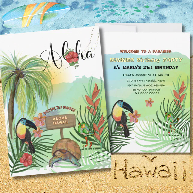 Aloha Hawaii Tropical Paradise Invitation | Zazzle