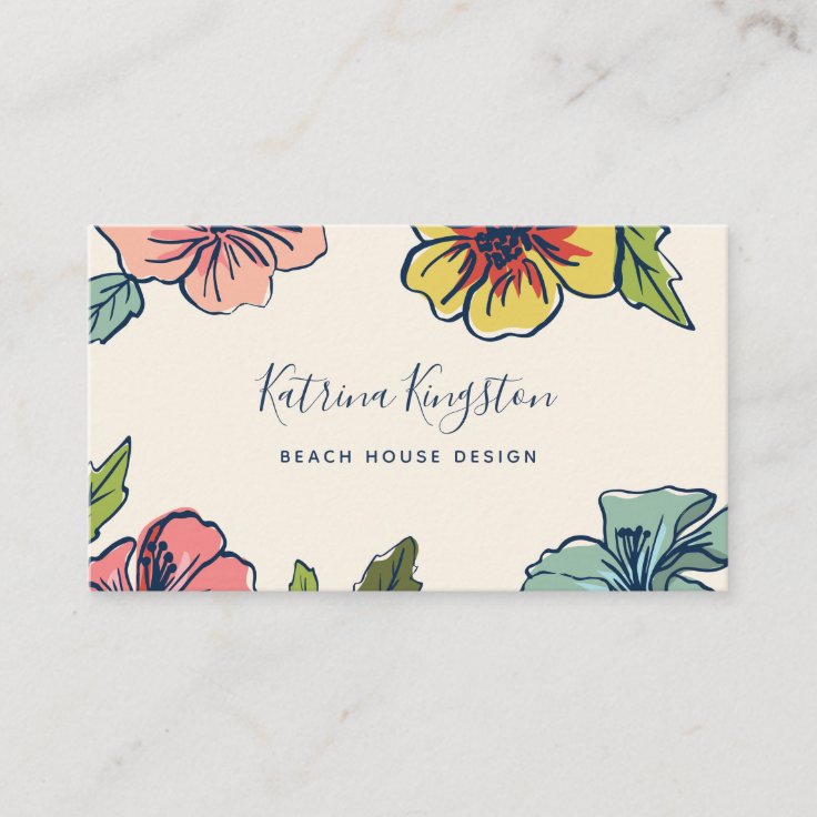 Aloha Hawaiian Floral Business Card | Zazzle