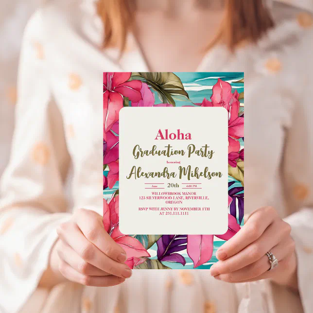 Aloha Hawaiian Graduation Invitation | Zazzle