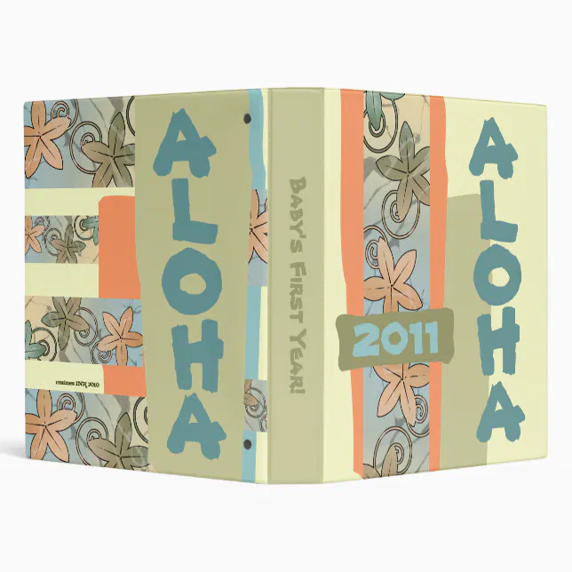 Aloha Hawaiian Luau Baby's First Year Scrapbook Binder | Zazzle