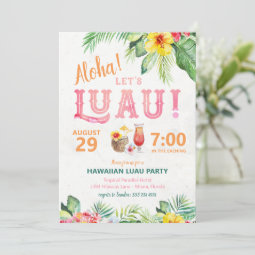 Aloha Hawaiian Luau Party Invitation | Zazzle
