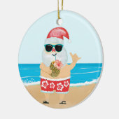 Aloha Hawaiian Santa Tropical Beach Christmas Ceramic Ornament | Zazzle