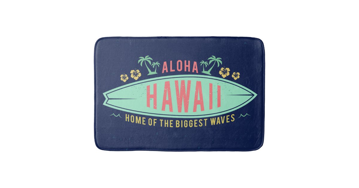 Aloha Hawaiian Surfer bath mat | Zazzle