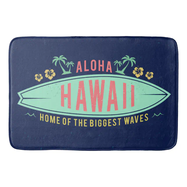 Aloha Hawaiian Surfer bath mat | Zazzle