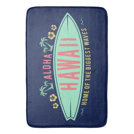 Aloha Hawaiian Surfer bath mat | Zazzle