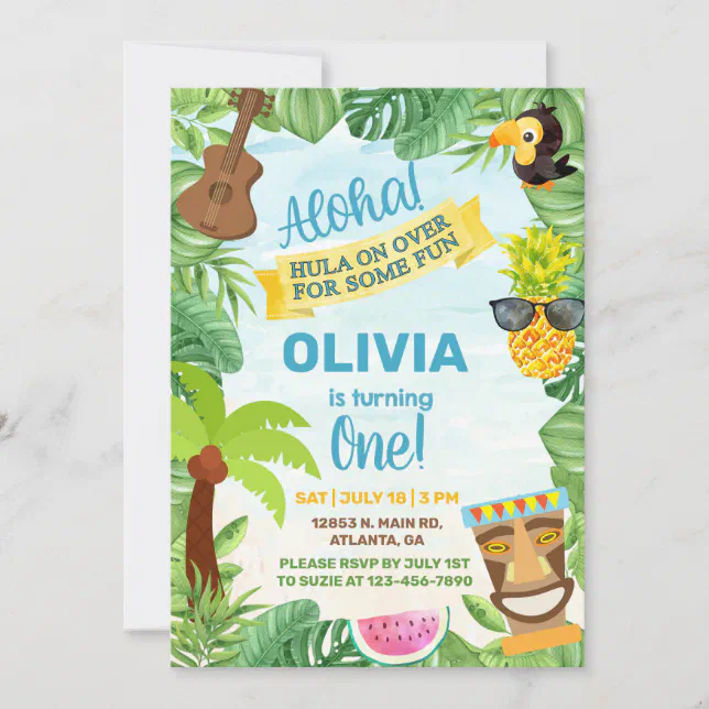 Aloha hawaiian tropical beach boy birthday invite | Zazzle