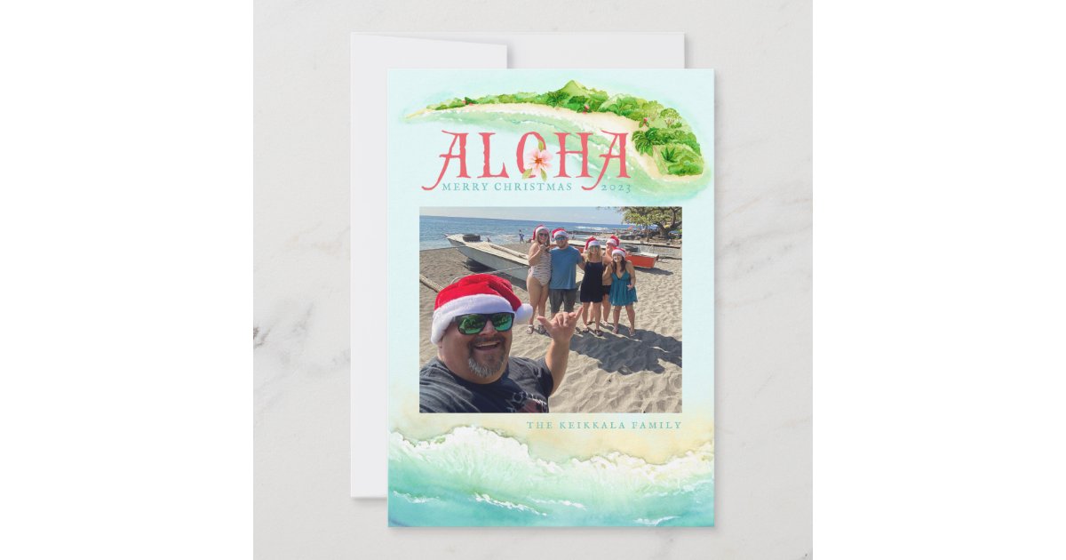 Aloha Hawaiian | Tropical Vacation | Christmas Holiday Card | Zazzle