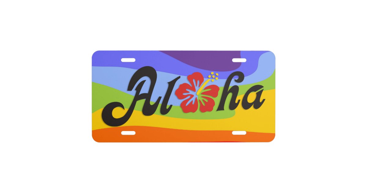 Aloha Hibiscus - flat Hawaii design + your ideas License Plate | Zazzle