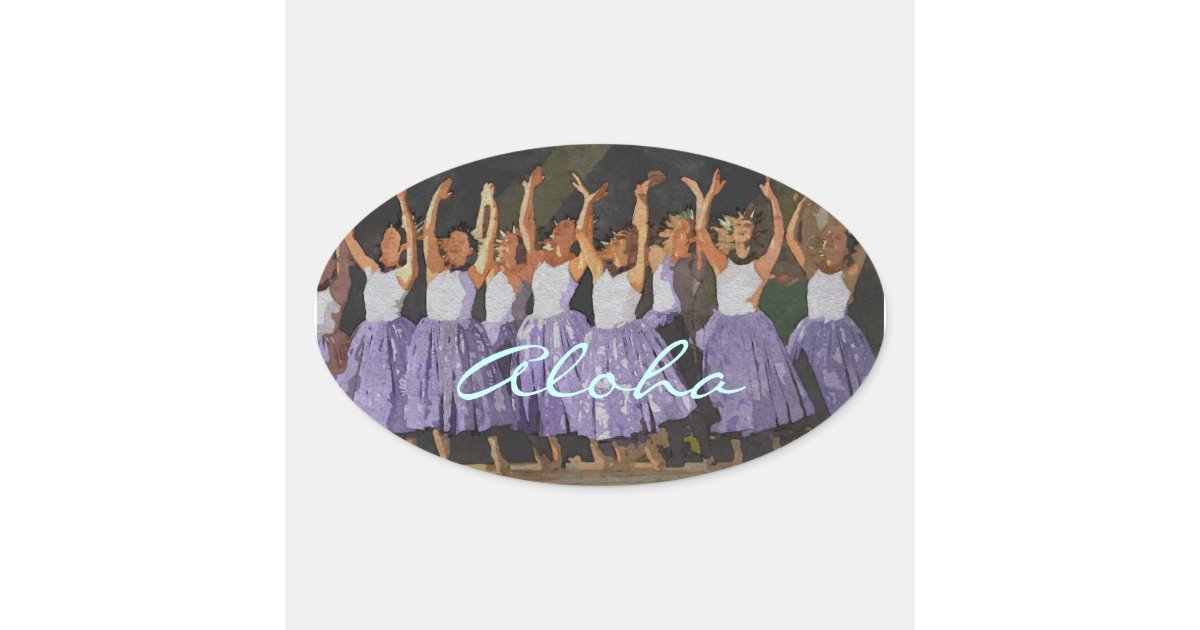 Aloha Hula Oval Sticker | Zazzle