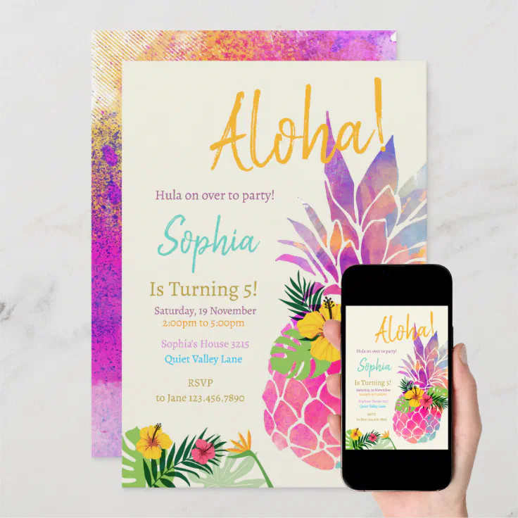 Aloha Kids Birthday Invitation | Zazzle