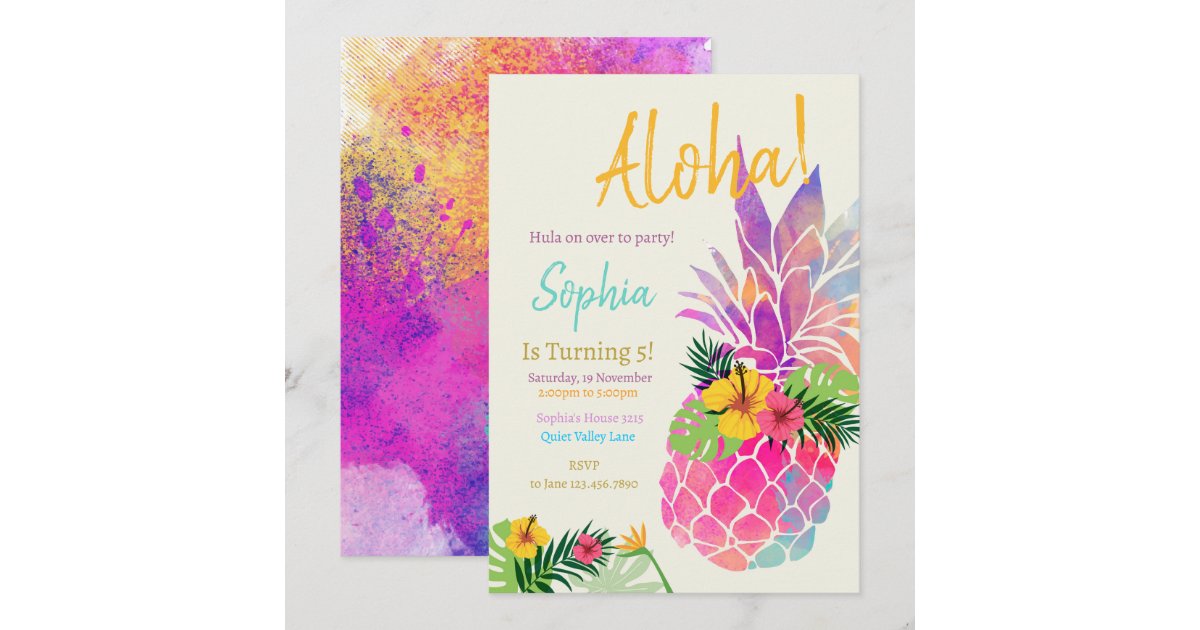 Aloha Kids Birthday Invitation | Zazzle