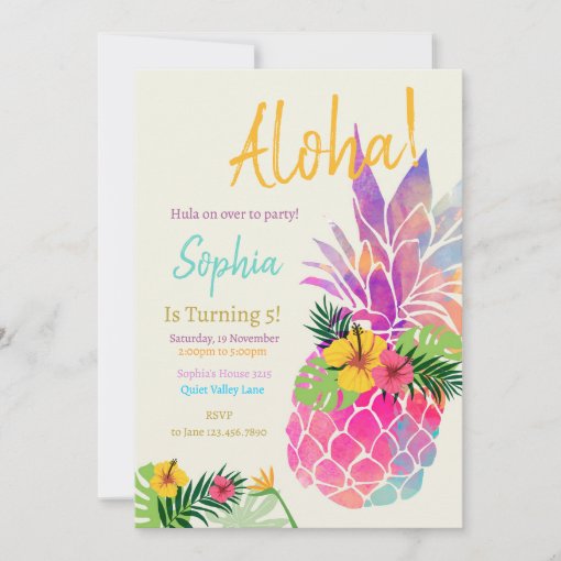Aloha Kids Birthday Invitation | Zazzle
