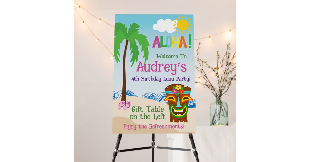 Aloha Luau Birthday Welcome Sign | Zazzle