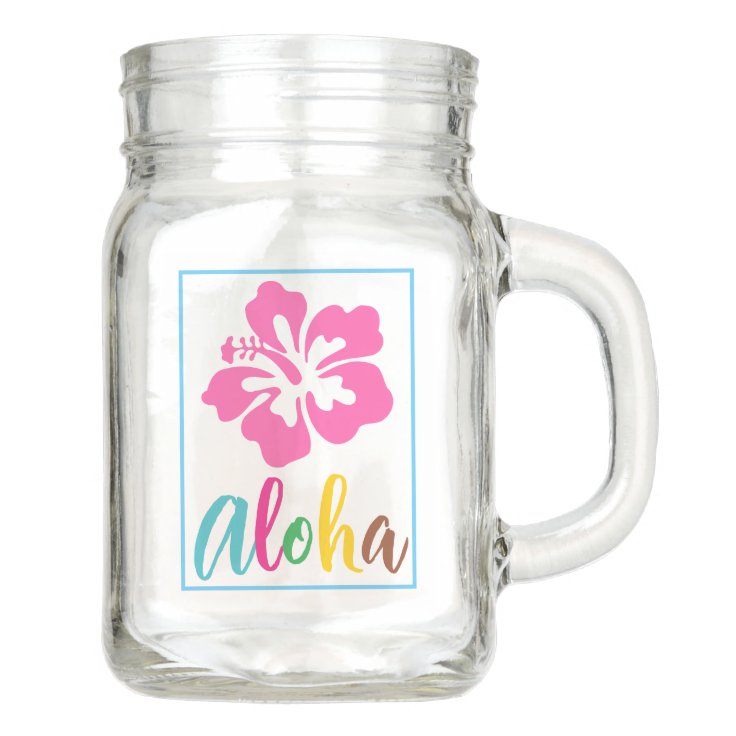 Aloha Luau Party Favor Mason Jar Mug | Zazzle