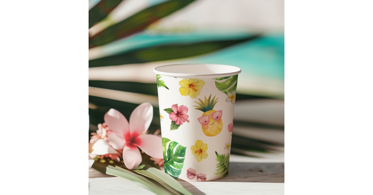Aloha Luau Tropical birthday party Paper Cups | Zazzle