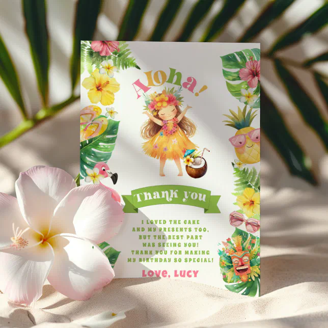 Aloha Luau Tropical birthday party Thank You Card | Zazzle