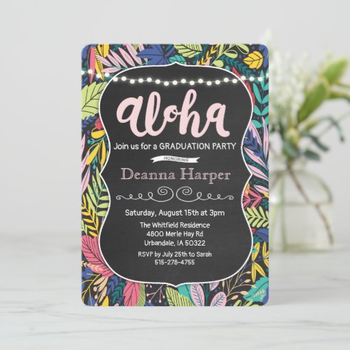 Aloha Luau Tropical Graduation Invitation | Zazzle