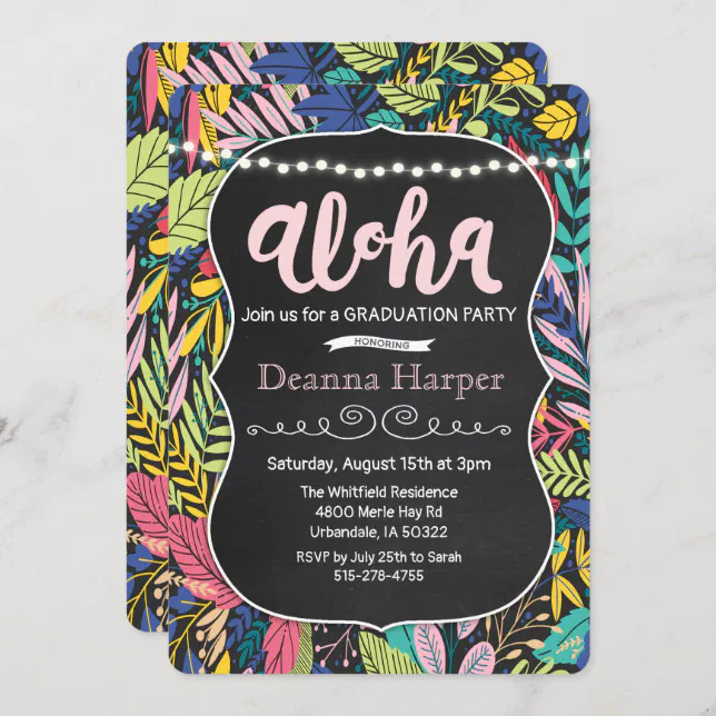 Aloha Luau Tropical Graduation Invitation | Zazzle